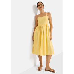 LSCN BY LASCANA Midikleid gelb Gr. 38 f&uuml;r Damen. Mit ohne Ausschnitt. Figurumspielend