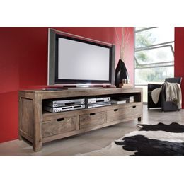 TV-Board Sheesham 190x50x60 grau ge&ouml;lt NATURE GREY #44