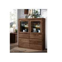 Highboard Sheesham 128x40x145 rot-braun gebeizt TORONTO #103