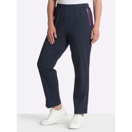 sheego Gro&szlig;e Gr&ouml;&szlig;en Freizeithose mit 2 Rei&szlig;verschluss-Taschen, marine-fuchsia, Gr&ouml;&szlig;e 48 - Damen