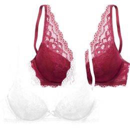 Petite Fleur Damen Push-up-BH beere+wei&szlig; Gr&ouml;&szlig;e 80B