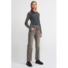 Hochtaillierte gerade Baumwoll-Denim-Jeans