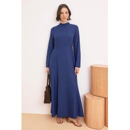 Marineblaues, flaches, langes Skater-Hijab-Kleid f&uuml;r Damen