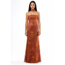 Tr&auml;gerloses Bl&uuml;ten-Midi-Kleid