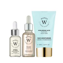 Hautstrahlungs-Boost Vitamin C Augenserum 15ml + Kollagen Hautstraffungs-Boost &Ouml;lserum 30ml + Hautfeuchtigkeits-Boost Hyalurons&auml;ure Feuchtigkeitscreme 50ml