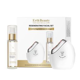 REGNERIERENDES GESICHTSSET (FORTSCHRITTLICHER LED JUGENDLICHER GLANZ EMS SKULPTOR + HA SERUM 60ML)