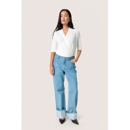 Soaked in Luxury Langarm-Bluse Gerade Passform Broken White