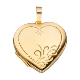 Medallionanh&auml;nger Jobo "Anh&auml;nger Medaillon Herz 30 mm", gold (vergoldet), Schmuckanh&auml;nger, Damen, Silber 925 (Sterlingsilber), 925 Silber