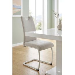 Freischwinger Hela "FLORENZ", beige, creme, creme, beige, B:43cm H:97,5cm T:61cm, Metall, Polyester, Stoff, St&uuml;hle, Freischwinger, Rundrohrgestell Matching Colour, gepolstert, mit Griff
