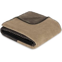 Wohndecke Bugatti "Wohndecke Bugatti", beige (braun, schwarz), B:150cm L:200cm, Baumwolle, Polyacryl, Polyester, Wohndecken, Wohndecke, mit modernem Patchwork-Design