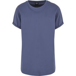 T-Shirt Urban Classics "Urban Classics Herren Long Shaped Turnup Tee", Jungen, Gr. M, vintageblau, 100% Baumwolle, unifarben, loose fit, Rundhals, Shirts T-Shirt
