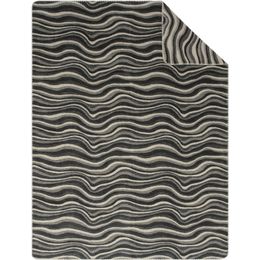 Wohndecke Ibena "Wohndecke Savannah", grau (braun, beige), B:150cm L:200cm, Baumwolle, Polyacryl, Polyester, Wohndecken, Wohndecke, stilisiertes Zebramuster