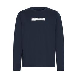 Langarmshirt Blend "BHKEMUEL GRAPHIC L/S TEE", Herren, Gr. XL, blau (salute), Single Jersey, Obermaterial: 100% Baumwolle, bedruckt, regular fit normal, Rundhals, Shirts Langarmshirt, aus Baumwolle und Single Jersey, Regular Fit, mit Rundhalsausschnitt