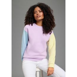 Sweatshirt Kangaroos, Damen, Gr. 48/50, lila, gelb, blau, angeraute Sweatware, Obermaterial: 60% Baumwolle, 40% Polyester, figurumspielend h&uuml;ftlang, Rundhals, Rippb&uuml;ndchen, Sweatshirts Sweatshirt, mit Rundhalsausschnitt, Langarm-Design, aus Baumwolle und Polyester