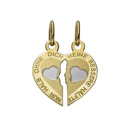 Herzanh&auml;nger Firetti "Schmuck Geschenk Gold 333 Anh&auml;nger f&uuml;r Kette Herz", gold (gelbgoldfarben, wei&szlig;goldfarben), Schmuckanh&auml;nger, Damen, Gelbgold 333, 1 g, Anh&auml;nger teilbar