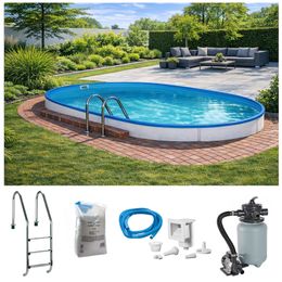 Ovalpool Konifera "Lanzarote I", wei&szlig;, B:250cm H:110cm L:450cm, Schwimmbecken, 5-tlg., BxLxH: 250x450x110 cm