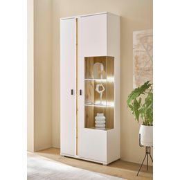 Vitrine Home Affaire "LONG ISLAND, Stauraumvitrine", wei&szlig; (wei&szlig;, eiche), B:80cm H:200cm T:35cm, Holzwerkstoff, Schr&auml;nke, Vitrine, in moderner Trendfarbe,inklusive senkrechter Beleuchtung,Breite 80 cm