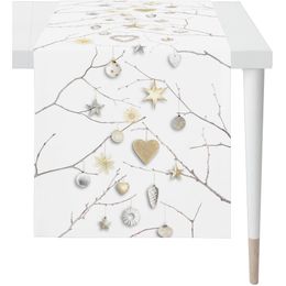 Tischl&auml;ufer Apelt "3750", beige (beige, wei&szlig;), B:140cm L:46cm, Baumwolle, Polyester, Tischdecken