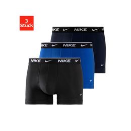 Trunk NIKE UNDERWEAR "TRUNK 3PK", Herren, Gr. S/46, 3 Stk., blau (blau, dunkelblau, schwarz), Jersey, Obermaterial: 95% Baumwolle, 5% Elasthan, k&ouml;rpernah, Unterhosen, mit Logo-Elastikbund