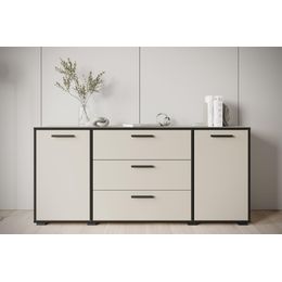 Sideboard Home Affaire "BOGOTA", beige (kaschmir, schwarzen kanten), B:150cm H:68cm T:40cm, Sideboards, Sideboard, moderne Kommode, Schubladenschrank mit verstellbaren Einlegeb&ouml;den