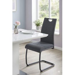 Freischwinger Hela "FLORENZ", anthrazit, schwarz, schwarz, anthrazit, B:43cm H:97,5cm T:61cm, Metall, Polyester, Stoff, St&uuml;hle, Freischwinger, Rundrohrgestell Matching Colour, gepolstert, mit Griff