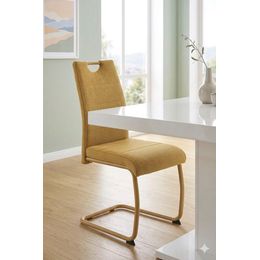 Freischwinger Hela "FLORENZ", gelb, gelb, gelb, B:43cm H:97,5cm T:61cm, Metall, Polyester, Stoff, St&uuml;hle, Freischwinger, Rundrohrgestell Matching Colour, gepolstert, mit Griff