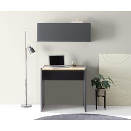 B&uuml;rom&ouml;bel-Set Home Affaire "CITY/GiRON, modernes Design, Homeoff., B&uuml;ro in zwei Farben/Wotan Eiche", grau (anthrazit), B:100cm H:160cm T:30cm, Arbeitsm&ouml;bel-Sets, B&uuml;rom&ouml;bel-Set, enth&auml;lt H&auml;ngeschrank, Schreibtisch, wohnliches Home Office