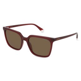 Polaroid PLD 4163/S | Damen-Sonnenbrille | Fassung: Vollrand, Quadratisch, Kunststoff, Burgunder | Glasfarbe: Braun