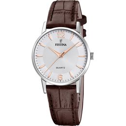 Quarzuhr Festina, braun, Armbanduhren, Damen, Quarzuhr, Armbanduhr, Damenuhr, Lederarmband, analog