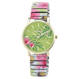 Quarzuhr ONE ELEMENT "Damen Quarz Armbanduhr", gr&uuml;n, Armbanduhren, Damen, Quarzuhr, farbenfrohes Zifferblatt, modisches Design, perfektes Geschenk