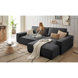 Ecksofa OTTO HOME "NEU: SHERWOOD XXL 284, Big-Sofa L-Form, tiefe Sitzfl&auml;che 95 cm, Cord", grau (anthrazit), B:284cm H:90cm T:195cm, 100% Polyester, Sofas, Ecksofa, Recamiere rechts/links, als Schlafsofa stellbar, Cord u. Leinenoptik
