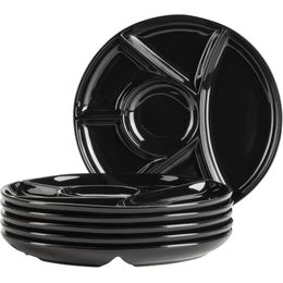 M&auml;ser Fondueteller M&Auml;SER "Fondueteller Set, aus Porzellan, &Oslash; 21,5 cm", schwarz, H:2cm &Oslash;:22cm, Porzellan, Speiseteller, Geschirr-Set, Teller Set