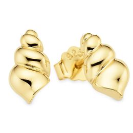 Paar Ohrstecker "Silberohrstecker Muschel-Optik gelbgoldfarben vergoldet", gelbgoldfarben, ANISTON JEWELRY & WATCHES, Ohrringe, Damen, Silber 925 (Sterlingsilber)