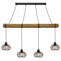 Globo LIGHTING H&auml;ngeleuchte "CALDWELL", schwarz matt, 4, &Oslash; 20cm H: 150cm, 1 Stk., Leuchten, Schwarze H&auml;ngeleuchte, Holz & Metallst&auml;be, Kabel zum Herumwickeln, H&auml;ngeleuchte