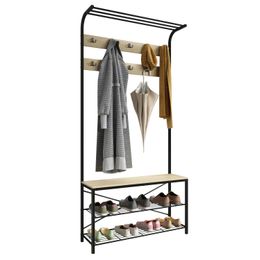 Schuhregal Vcm "Metall Garderobe Kleiderst&auml;nder Schuhregal Taliro", honig, eiche, B:90cm T:30cm, Garderobenpaneele, Schuhregal