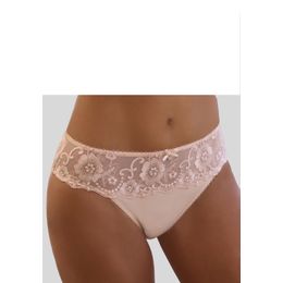 Bikinislip Lascana "Wanda", Damen, Gr. 36/38, beige (puder), Microtouch, Obermaterial: 80% Polyamid, 12% Polyester, 8% Elasthan, figurbetont, Unterhosen, mit Stickerei Spitze in floraler Optik