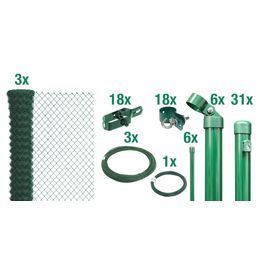 Maschendrahtzaun Alberts, gr&uuml;n, zum einbetonieren, H:200cm, Stahl, Zaunelemente, verschiedene Abmessungen, mit oder ohne Bodenh&uuml;lse