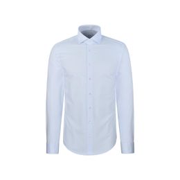 Businesshemd Seidensticker "Schwarze Rose", Herren, Gr. S (37), normale &Auml;rmell&auml;ngen, wei&szlig; (blau), 96, 5% Baumwolle, 3, 5% Elasthan, Strukturmuster, slim fit, 2-Knopf-Manschette, Hemden, Slim 1/1 Kentkragen Struktur