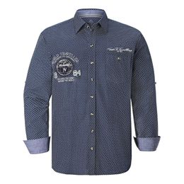 Langarmhemd Jan Vanderstorm "Hemd RAIKO", Herren, Gr. L, blau (dunkelblau gemustert), Obermaterial: 100% Baumwolle CO., gemustert, comfort fit normal, Hemden