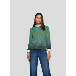 Strickpullover Rabe, Damen, Gr. 40, t&uuml;rkis, Web, Obermaterial: 35% Baumwolle, 35% Polyacryl, 28% Polyester, 2% Polyamid, gemustert, mehrfarbig, meliert, tailliert h&uuml;ftbedeckend, Rundhals, Rollkante, Pullover Strickpullover, mit Farbverlauf