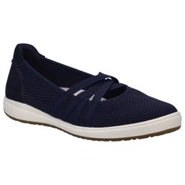 Riemchenballerina Josef Seibel "Caren 67", Damen, Gr. 36, blau (indigo), Leder, Textil, Schuhe Riemchenballerina, Slipper, Sneaker, Schlupfschuh mit Leder Einsatz an der Ferse