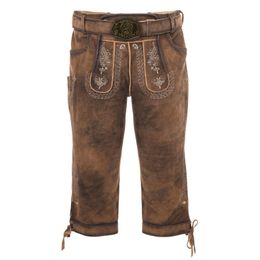 Lederhose GWANDLER "Lederhose MICHELBACH-gespeckt", Herren, Gr. 50, EURO, braun (dunkelbraun), Obermaterial: 100% Lederfaserstoff LEAFIBTEX., Hosen