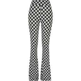 Leggings Urban Classics "Urban Classics Damen Ladies Checked Boot Cut Leggings", Damen, Gr. L, US-Gr&ouml;&szlig;en, schwarz, lightasphalt, 85% Polyester, 15% Elasthan, kariert, slim fit, Hosen Leggings