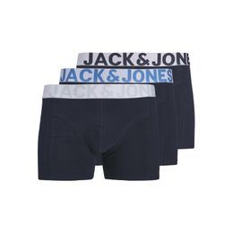 Jack & Jones Trunk JACK & JONES "JACCONOR SOLID TRUNKS 3 PACK NOOS", Herren, Gr. S, 3 Stk., navy blazer pack:navy blazer, navy blazer wei&szlig; wb, Jersey, Obermaterial: 95% Baumwolle, 5% Elasthan, unifarben mit Farbeinsatz, eng, Unterhosen, Baumwollmischung, elastischer Bund