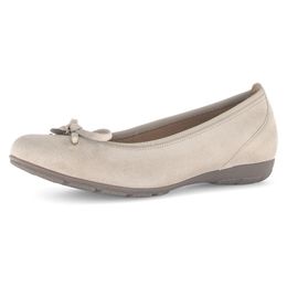 Ballerina Gabor, Damen, Gr. 35, beige (creme), Ziegenveloursleder, Schuhe Ballerina, Flache Schuhe, Business Schuhe mit Hovercraft Luftkammern-Laufsohle