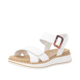 Keilsandalette Remonte, Damen, Gr. 38, wei&szlig; (sanftes wei&szlig;), Leder, unifarben, Basic, Schuhe, Sommerschuh, Sandalette mit zwei praktischen Klettverschl&uuml;ssen