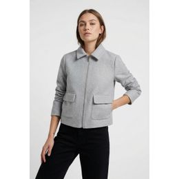 Kurzjacke Only "ONLVELA ZIP SHORT JACKET OTW", Damen, Gr. M, light grau melange, Web, Obermaterial: 92% Polyester, 8% Viskose, unifarben, h&uuml;ftlang, Jacken Kurzjacke