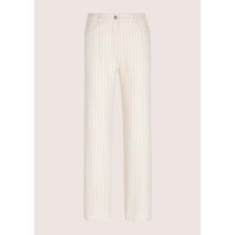 Madeleine Mode Regular-fit-Jeans MADELEINE "Jeans Nadelstreifenhose mit weitem Bein", Damen, Gr. 36, N + K Gr, wei&szlig; (wollwei&szlig;, multicolor), Obermaterial: 98% Baumwolle CO. 2% Elasthan EL., Modern, Jeans, Jeans mit farbigen Webstreifen