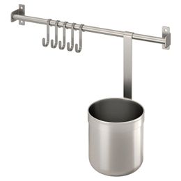 IKEA KUNGSFORS Stange mit 5 Haken + 1 Beh&auml;lter
