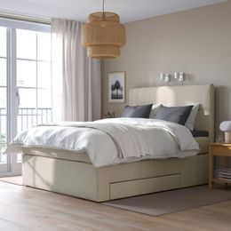 IKEA HEMFJ&Auml;LLET Boxspringbett mit Bettkasten